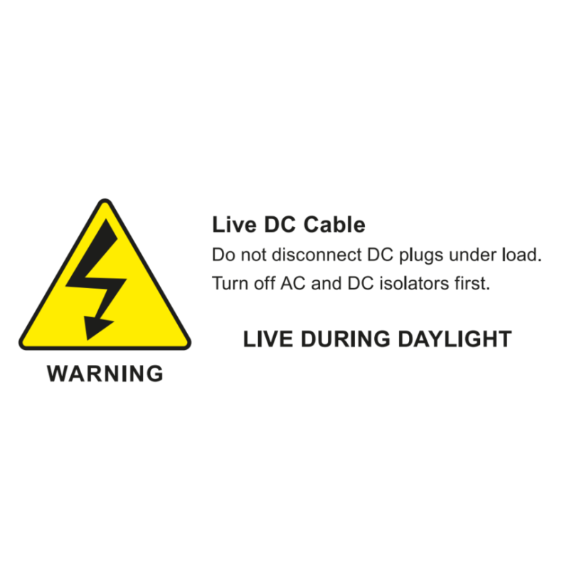 Live DC Safety Label Sheet | CCL Components