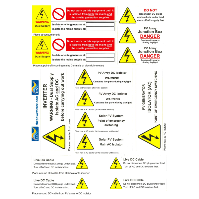Solar Safety Label Sheet | CCL Components